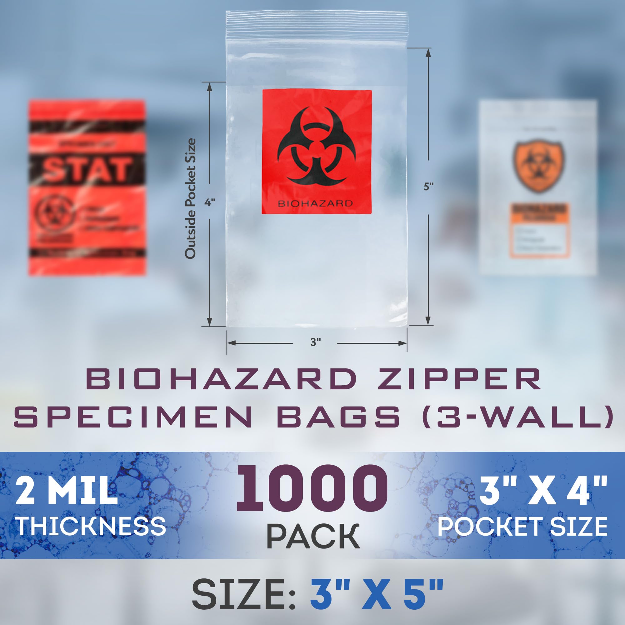 Bolsas Para Muestras Con Símbolo De Riesgo Biológico Apq Supply 7,62 X ...