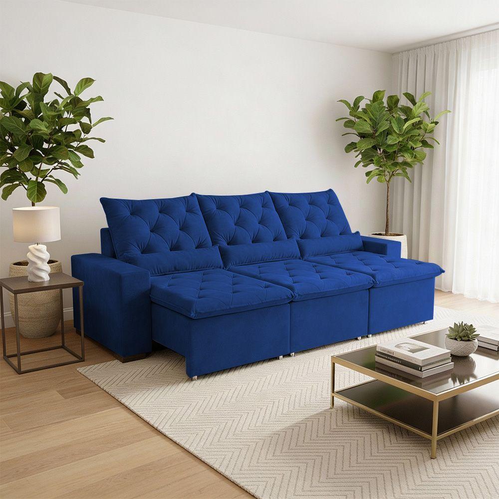 Sofá Retrátil Design 210m Suede Macio Reclinável E Visual Moderno Para ...