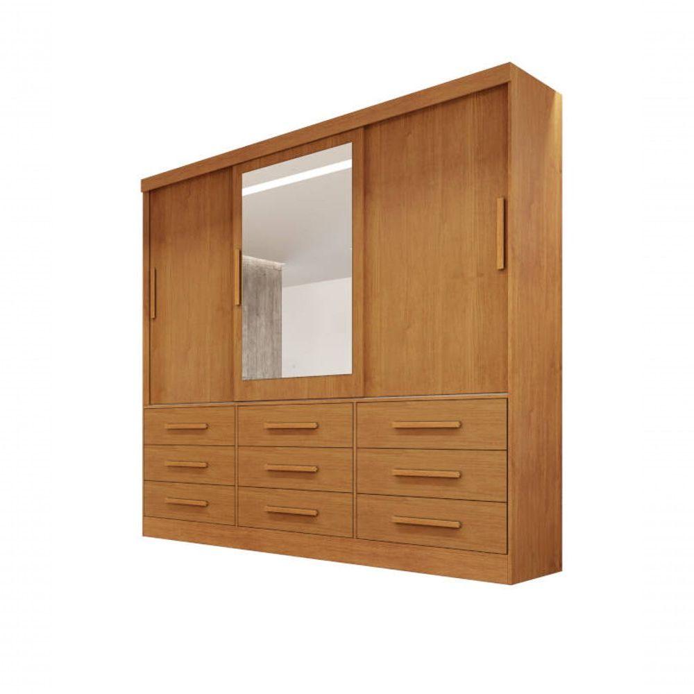 Guarda-Roupa 3 Portas Espelho 9 Gav - Turim-nature - Bianchi - Carrefour