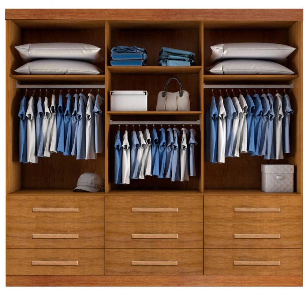 Guarda-Roupa 3 Portas Espelho 9 Gav - Turim-nature - Bianchi - Carrefour