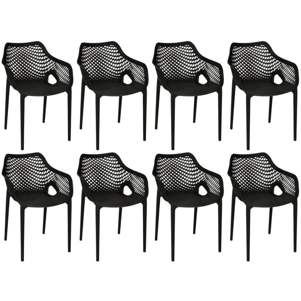 Kit 8 Cadeiras De Jantar Design Suits Com Braços Empilhável Em ...