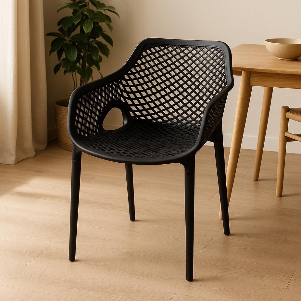 Kit 8 Cadeiras De Jantar Design Suits Com Braços Empilhável Em ...