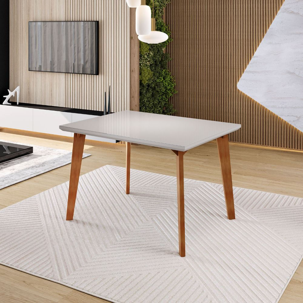 Mesa De Jantar 120cm Tampo Com Vidro Dubai Madetal - Carrefour