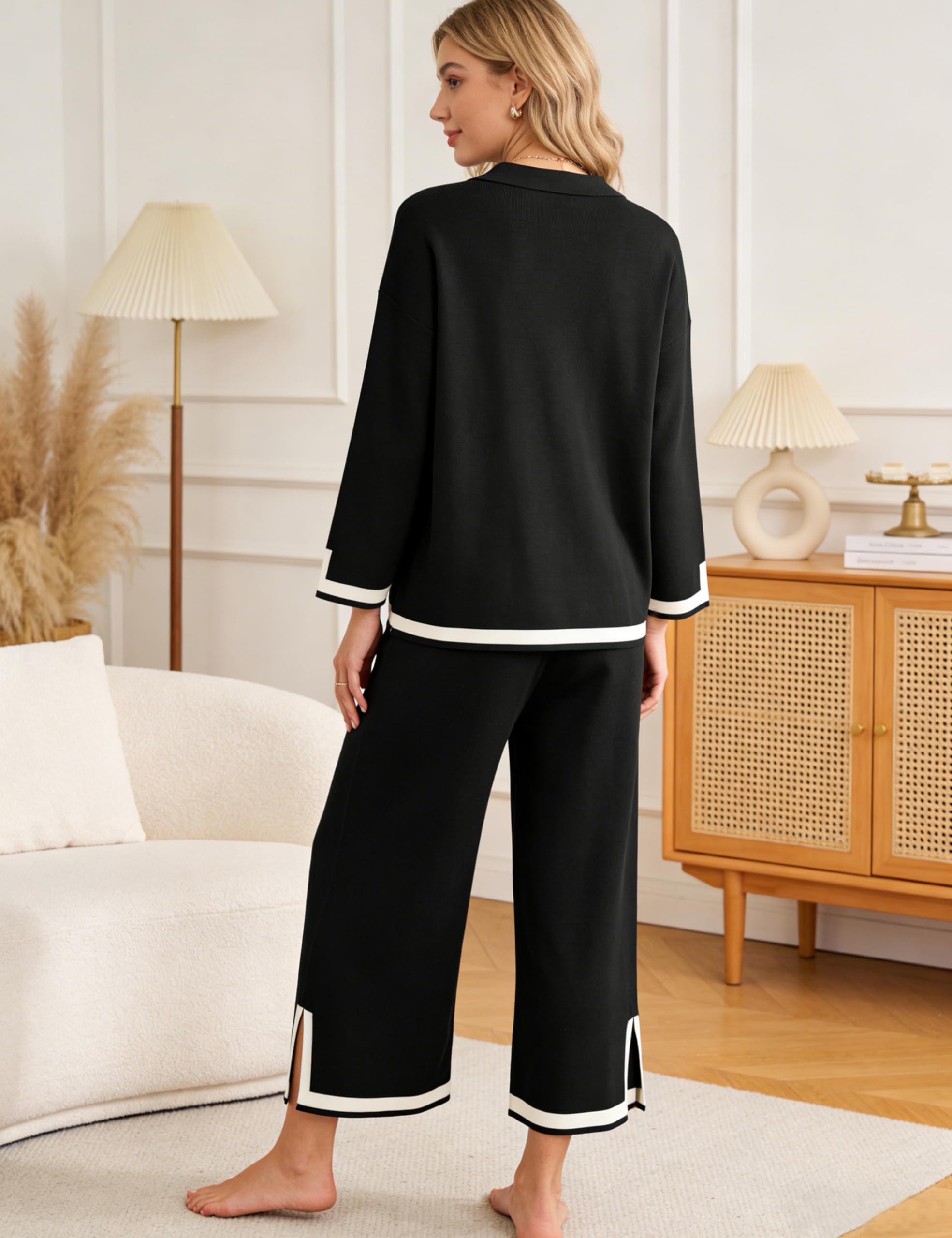 Conjunto Feminino Tanming De 2 Peças Com Blusa De Tricô E Calça ...