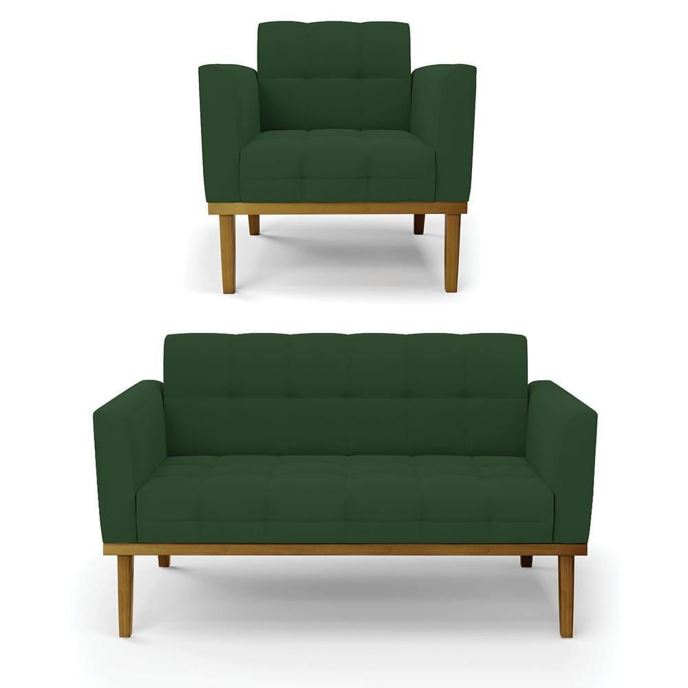 Conjunto Poltrona E Namoradeira Karen Decorativas Veludo Verde ...