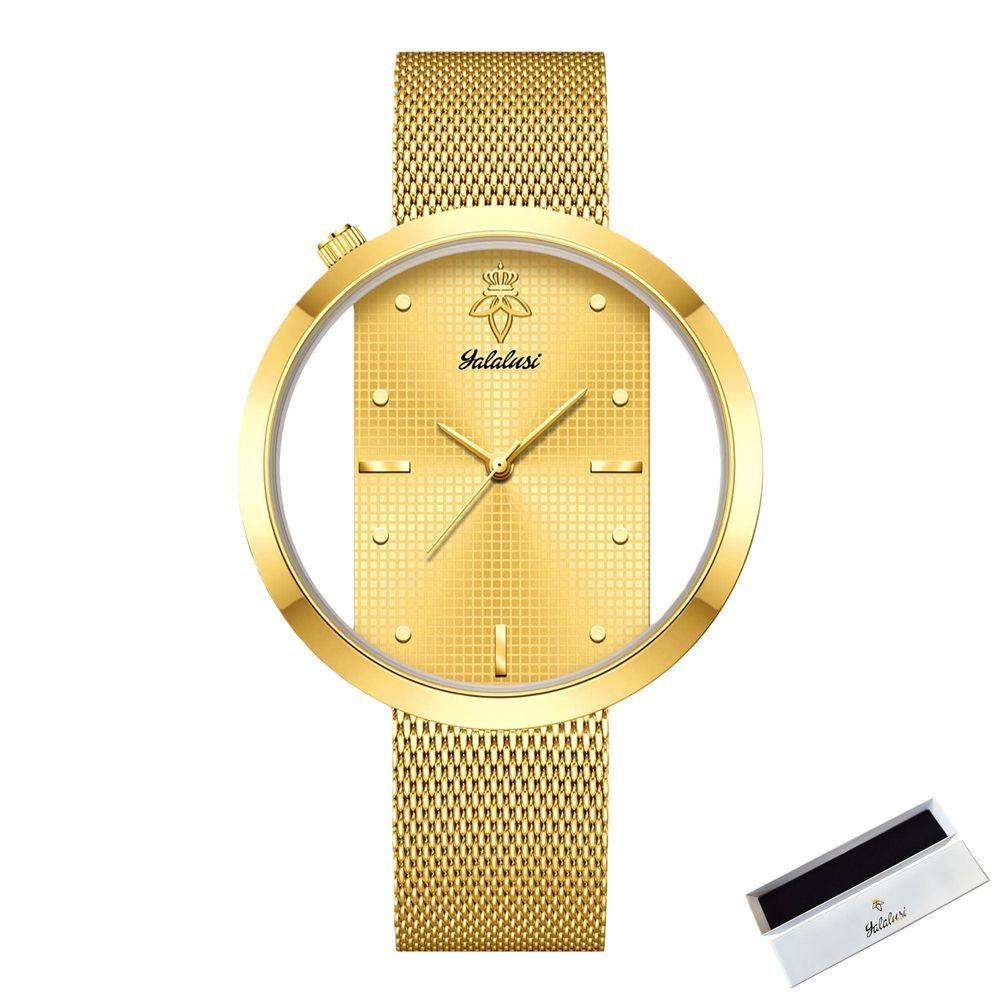 Relógio Feminino De Quartzo De Luxo Analógico E Digital Pulseira Aço ...