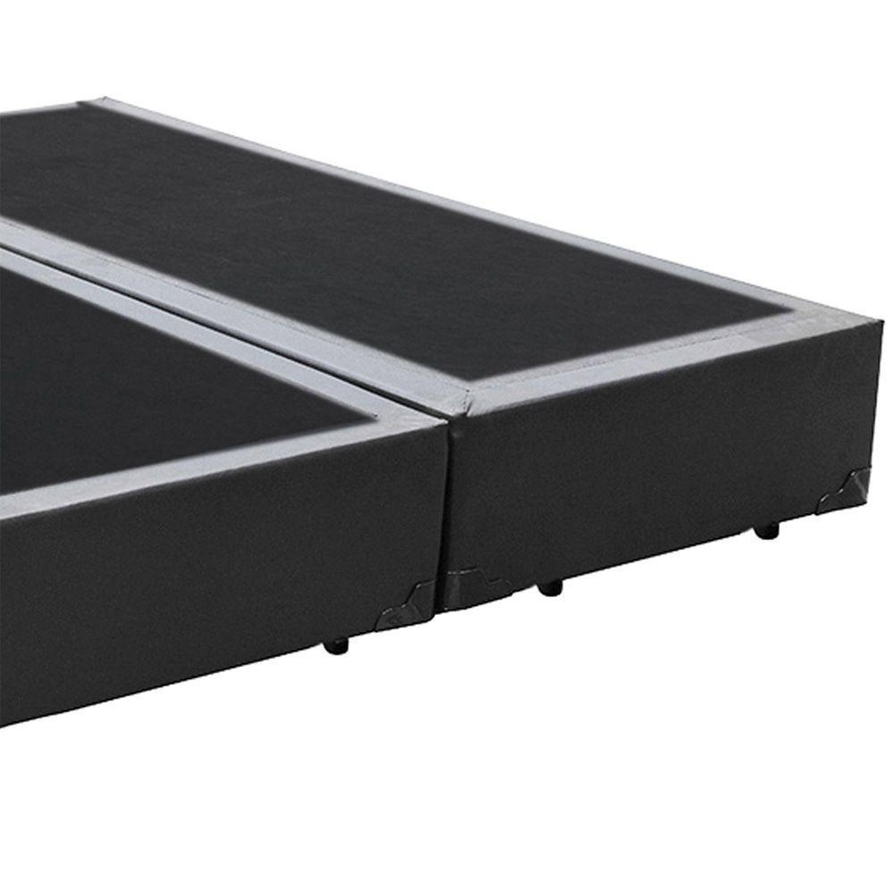 Cama Box King Bipartido Homequeen Sintético Cinza Estrutura Em Madeira ...