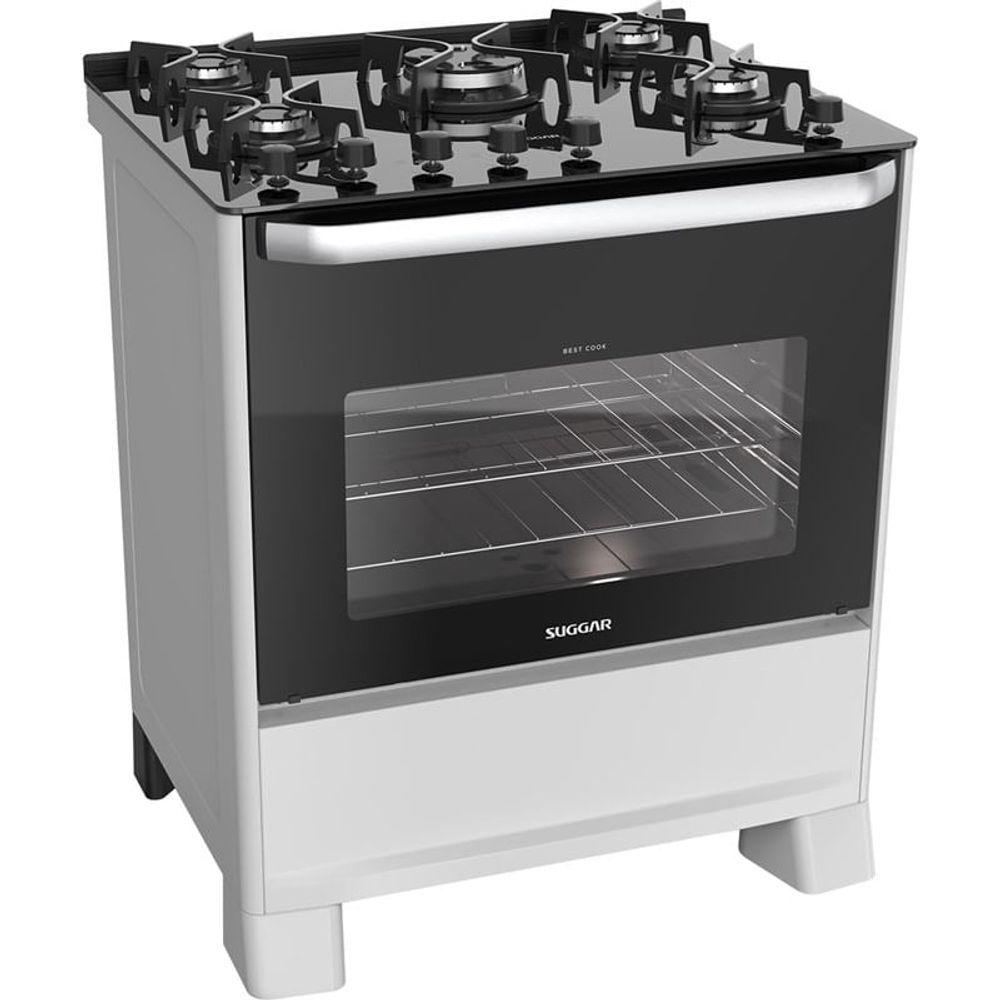 Fogão Suggar Best Grill Mesa De Vidro 5 Queimadores Branco 110v ...