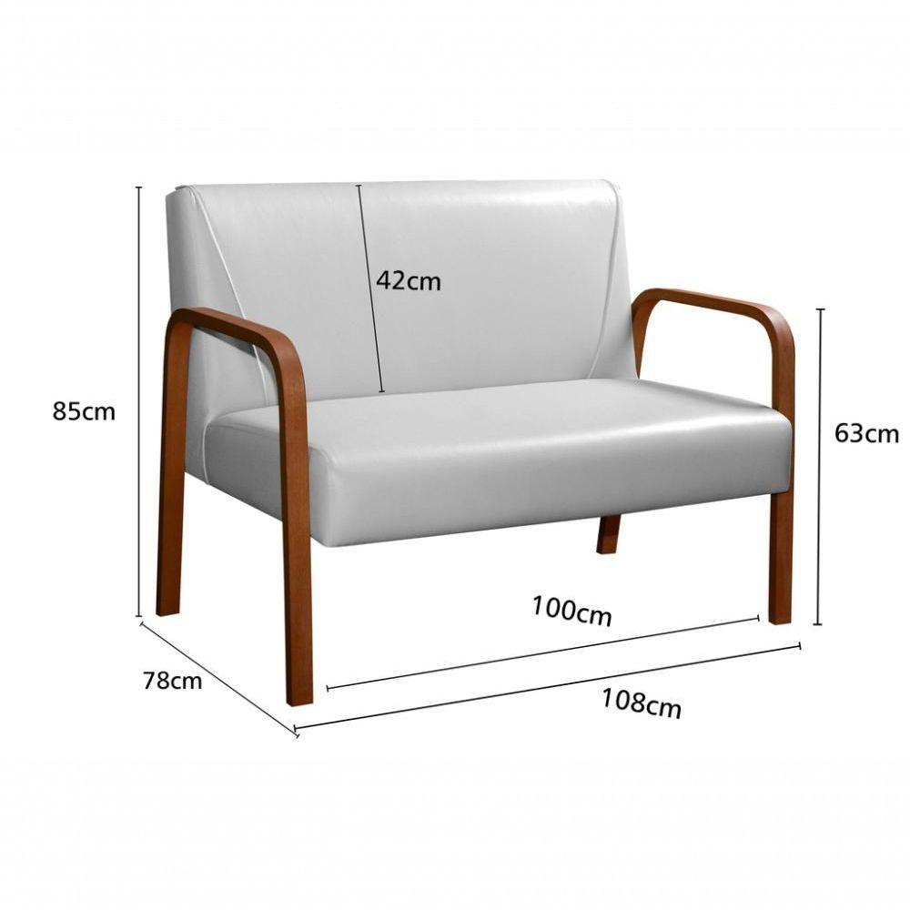 Sofá Anita 2 Lugares 108cm Branco Corino Bella Decor - Carrefour