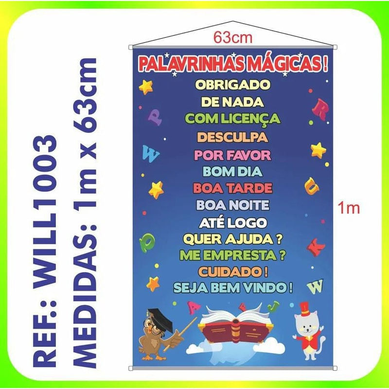Palavrinhas Mágicas Infantil Escolar Painel Lona..Material de apoio ... Palavrinhas Mágicas Infantil Escolar Painel Lona..Material de apoio ...