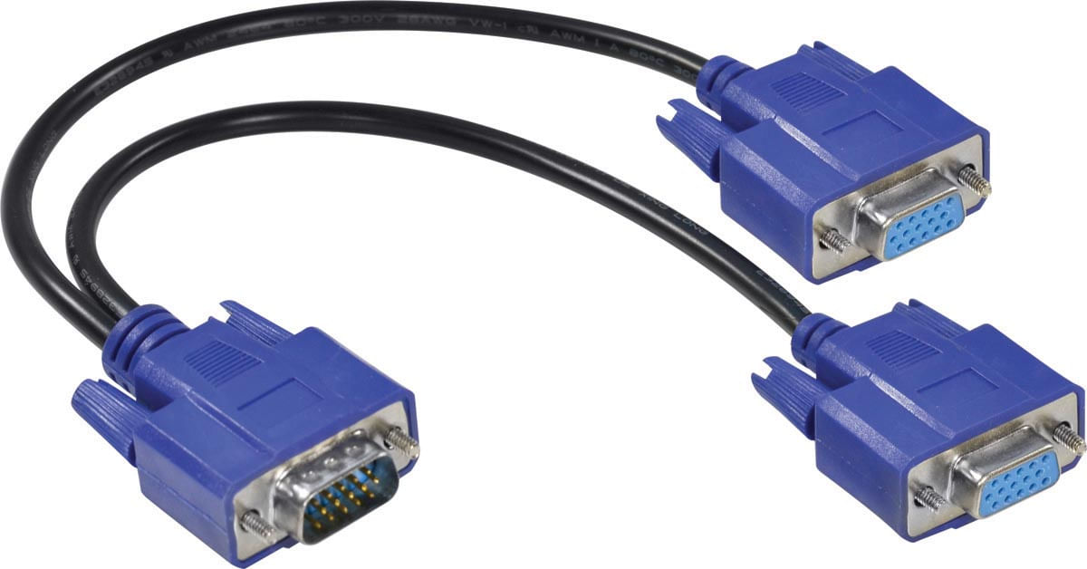 Descrição O cabo Y VGA possibilita a conexão de dois monitores com ... Descrição O cabo Y VGA possibilita a conexão de dois monitores com ...