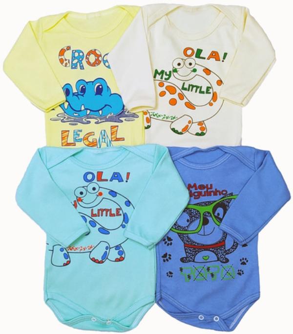 Kit 5 Peças Body Estampado Manga Longa e Curta Roupa Bebê Body bebê ...