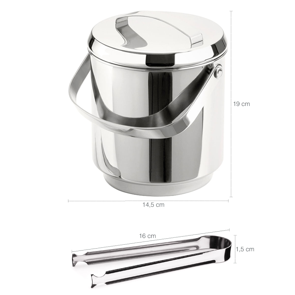 Balde De Gelo Térmico Com Tampa Pinça E Container Removível Porta Gelo ...