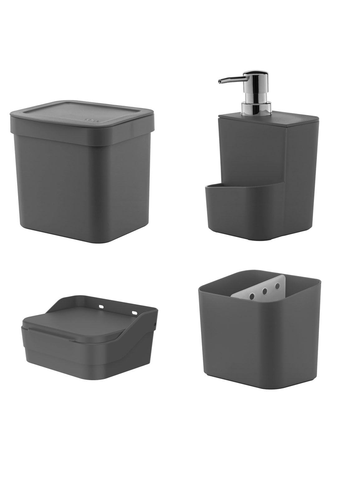 Kit Pia Cozinha Com 4 Peças Lixeira 2,5l Martiplast Ou Cinza - Carrefour