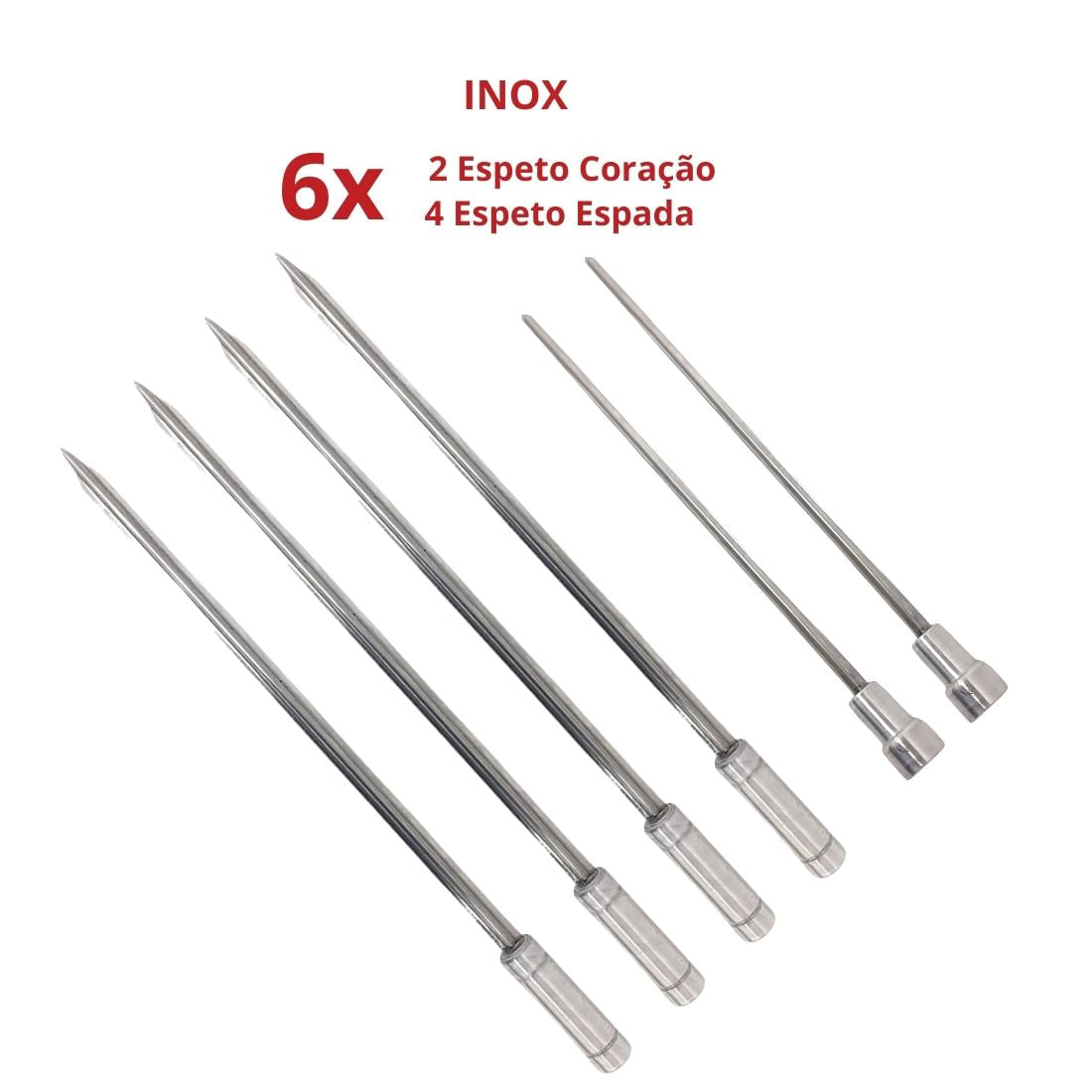 Kit 6 Espetos De Inox 60cm Forte E Resistente Churrasqueira - Carrefour