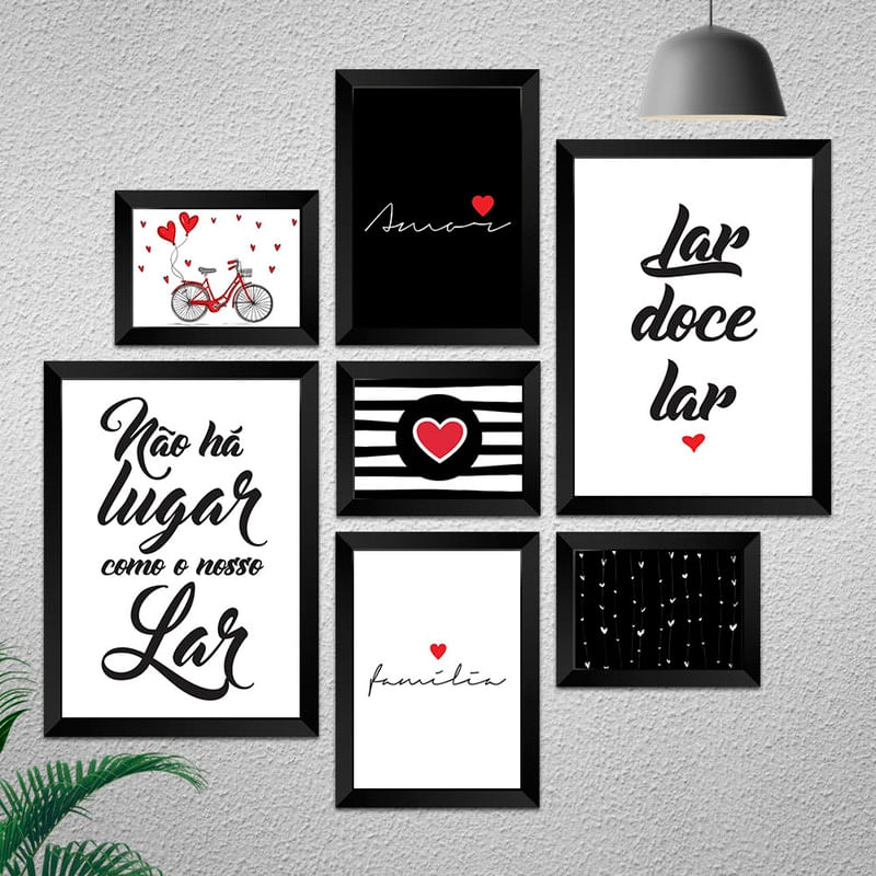 Kit de Quadros Decorativos 7 peças Frases Doce Lar - Carrefour