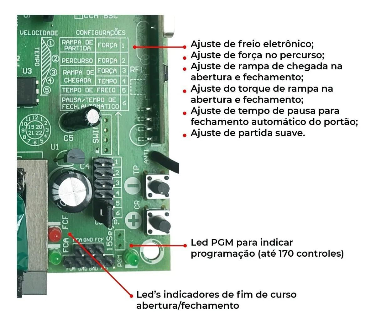 Central Placa Motor Portao Rcg Cca-10 Clp + Tx Car Carro Moto Luz Farol ...