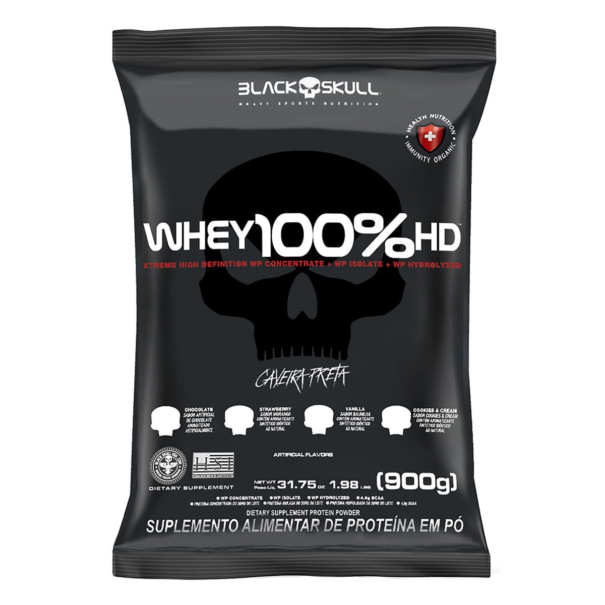 Whey 100% Hd 900g - Wpc+wpi+wph - Black Skull - Escorrega o Preço