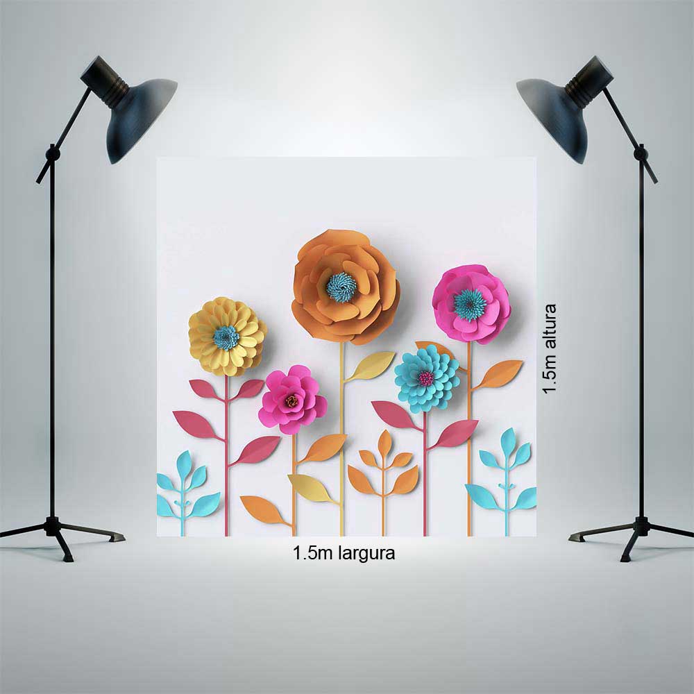 Painel Fundo Fotográfico Tecido 1,5x1,5m Flores de papel P1119 - Carrefour