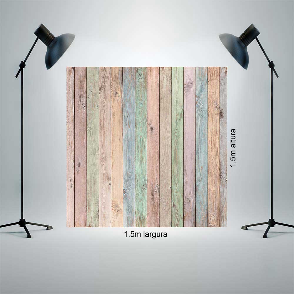 Painel Fundo Fotográfico Tecido 1,5x1,5m Madeira colorida fina P866 ...