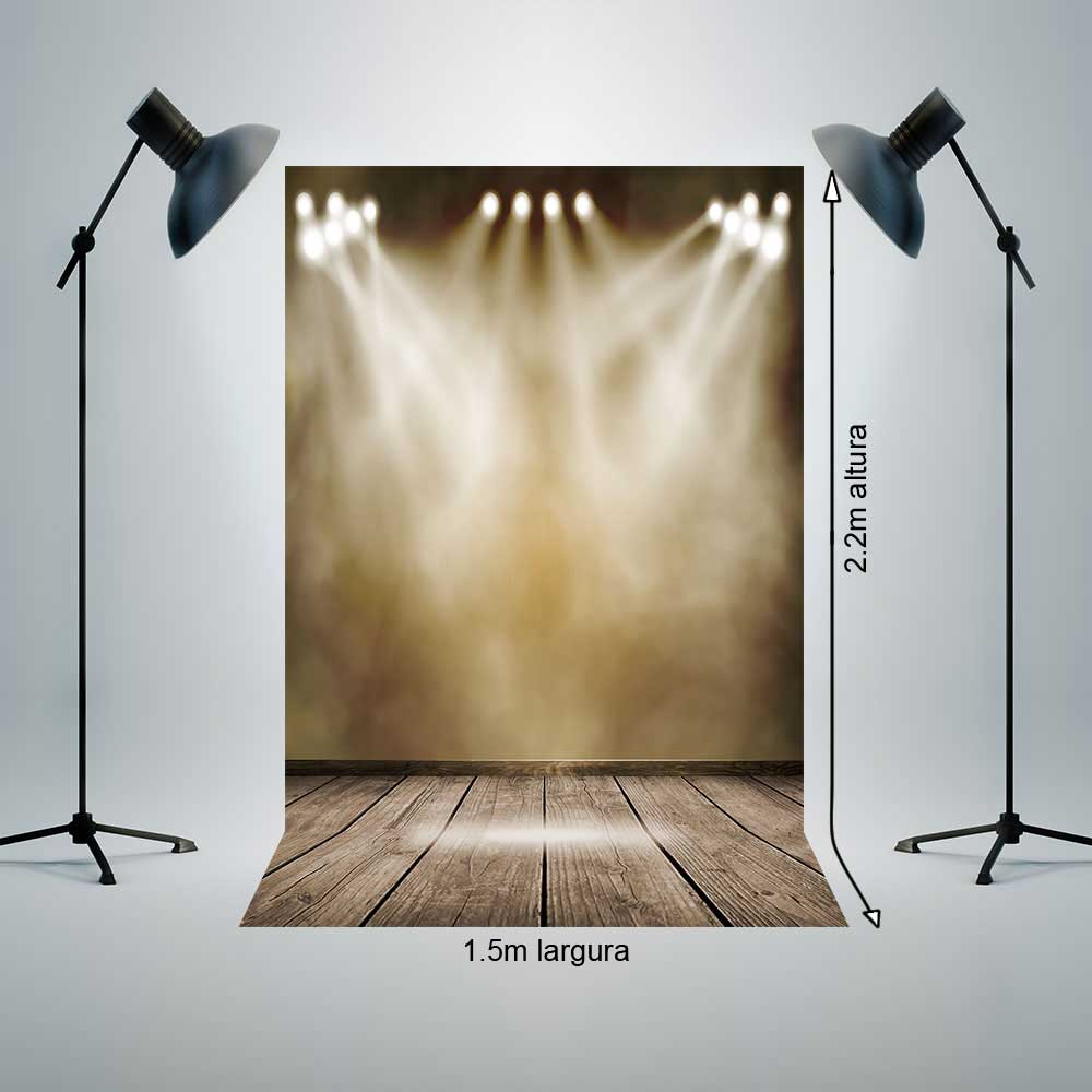 Painel Fundo Fotográfico Tecido 1,5x2,2m Olofotes com chão de madeira ...