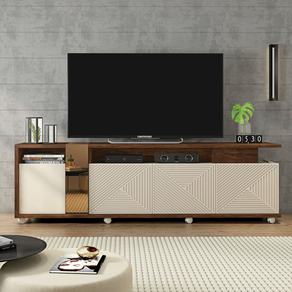 Rack para TV até 75 Polegadas 4 Portas 2 Nichos Columbus Caemmun ...