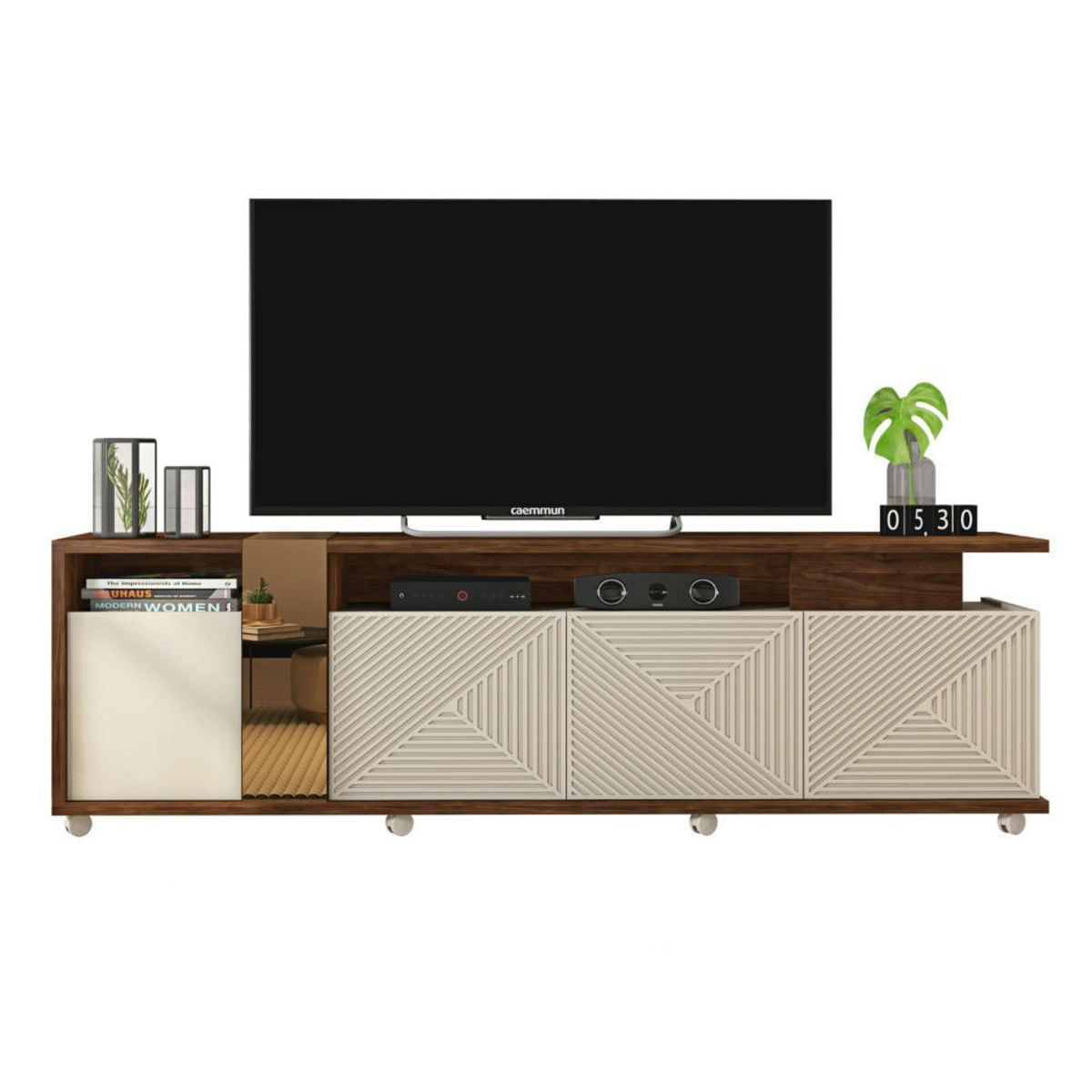 Rack para TV até 75 Polegadas 4 Portas 2 Nichos Columbus Caemmun ...