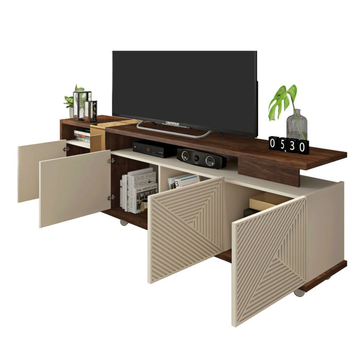 Rack para TV até 75 Polegadas 4 Portas 2 Nichos Columbus Caemmun ...