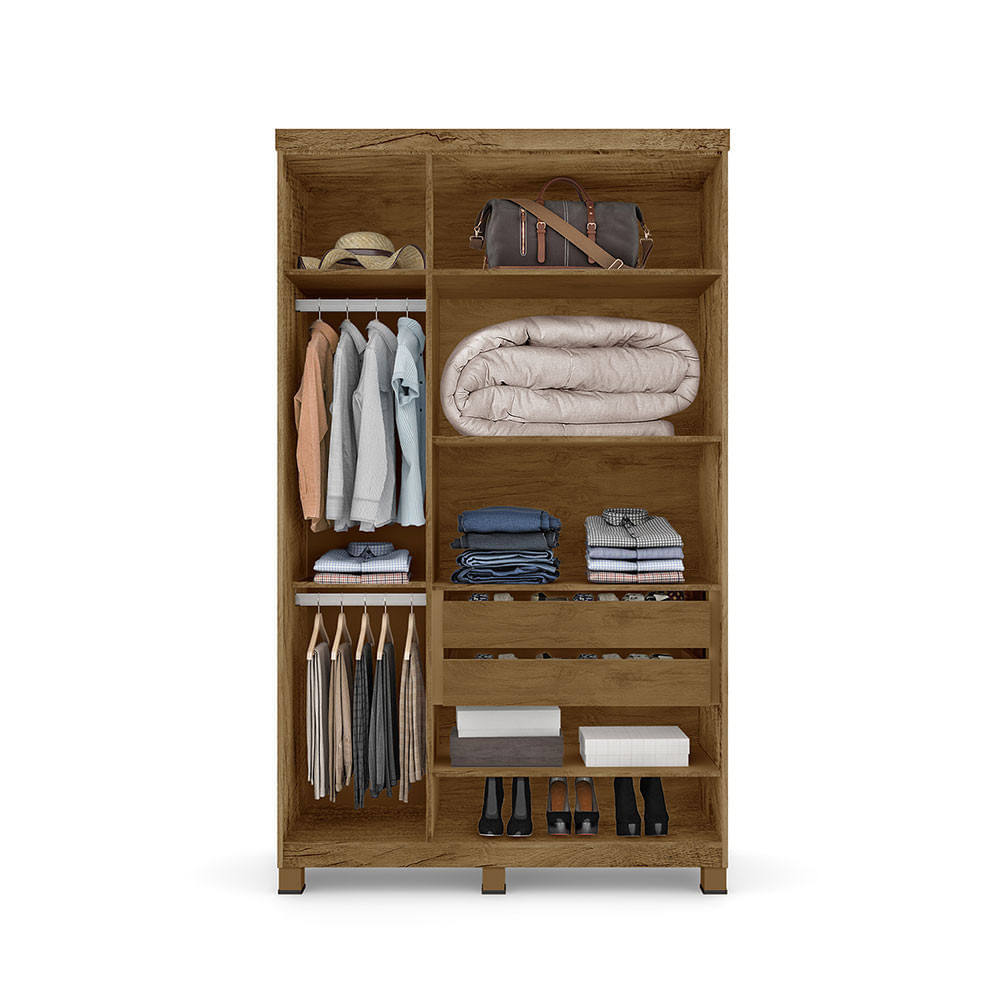 Roupeiro Solteiro Ideal 2 Portas 2 Gavetas Incabras - Carrefour