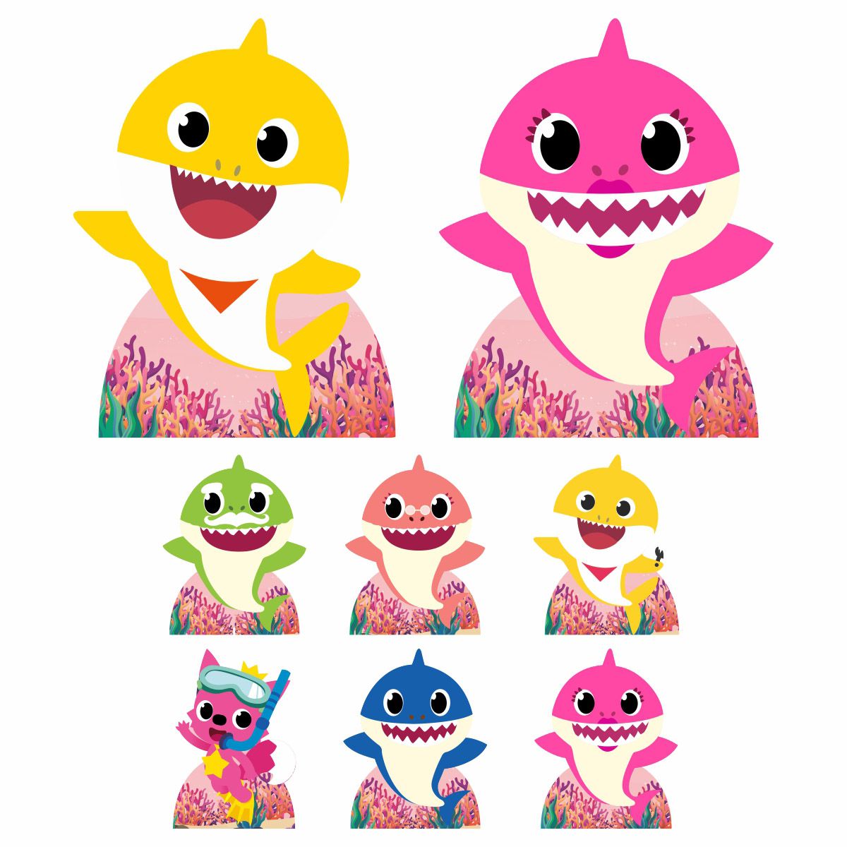 Kit Decoração de Festa Totem Display Baby Shark Rosa 8 Peças ...