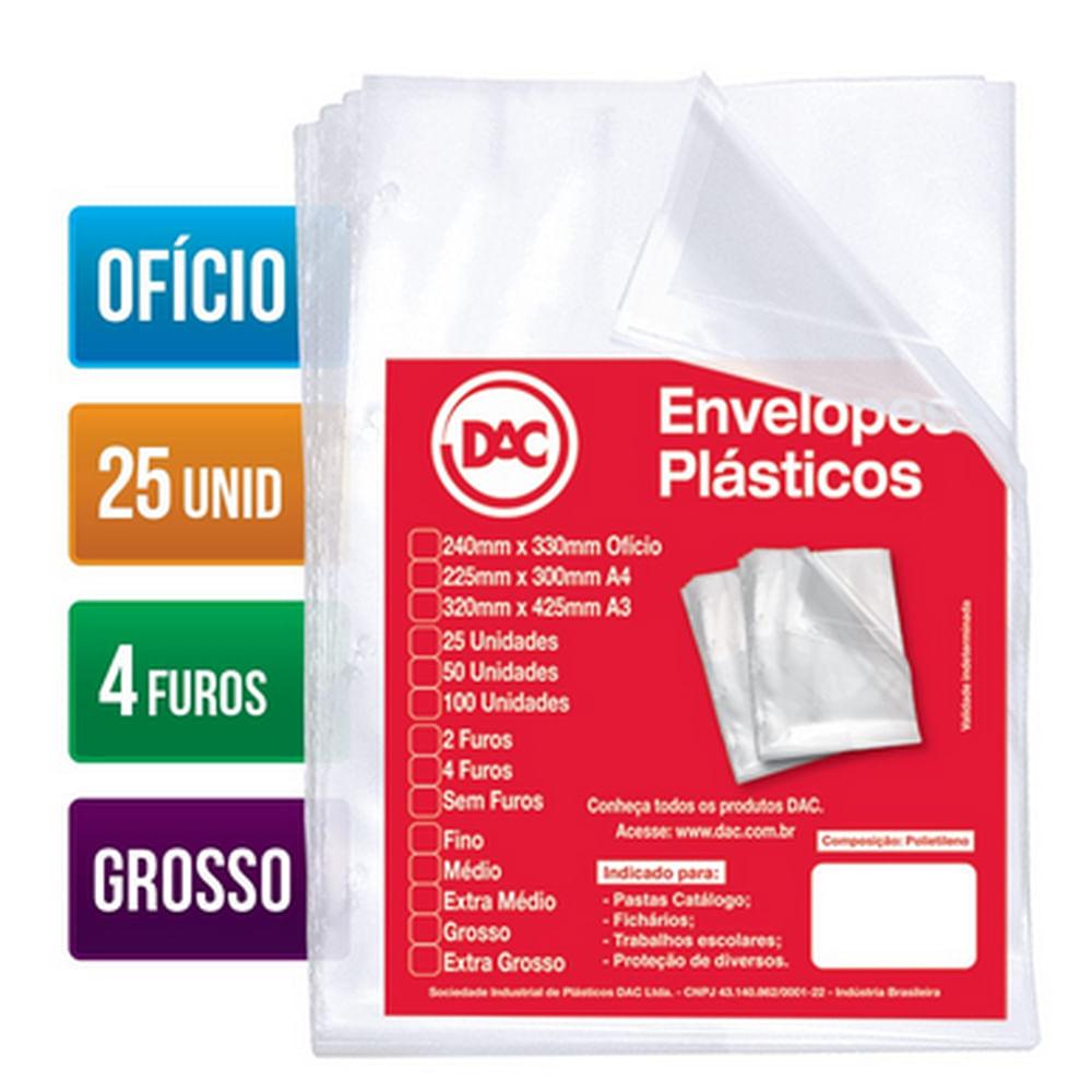 Envelopes Plásticos Grossos 4 Furos C/ 25 Unid. 5076-25 -dac - Carrefour