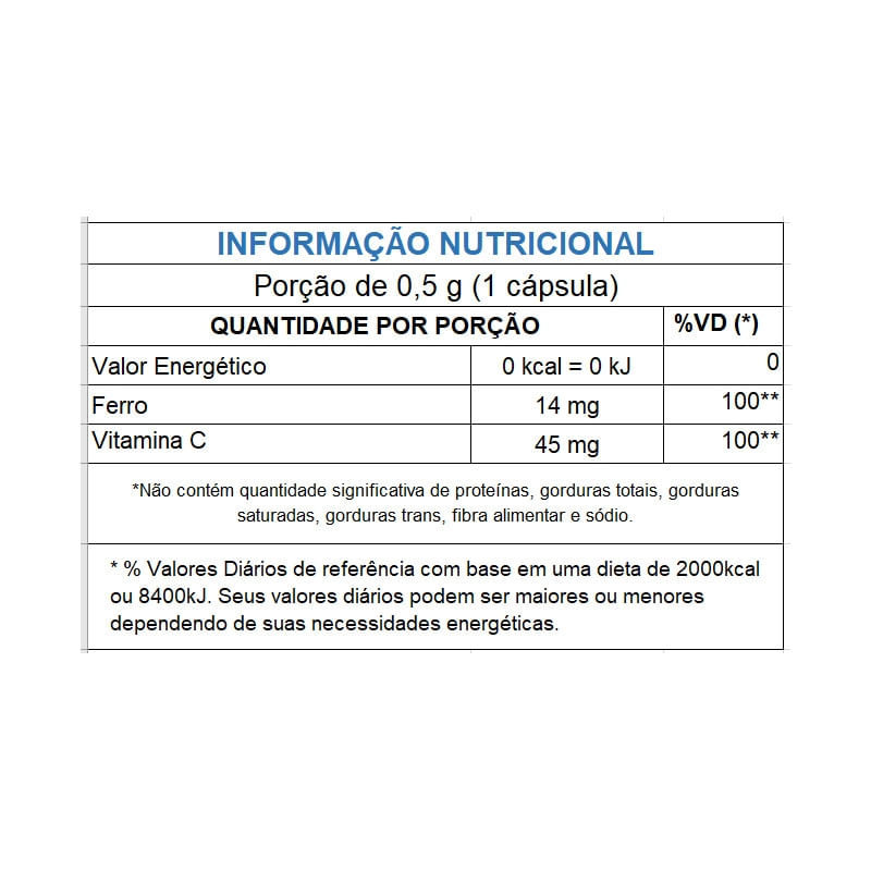 Ferro + vitamina C 60 cápsulas de 500mg - Carrefour - Carrefour