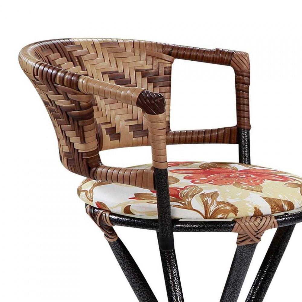 Banqueta Malibu Pto Prata Fibra/tecido Floral - Alta - Carrefour