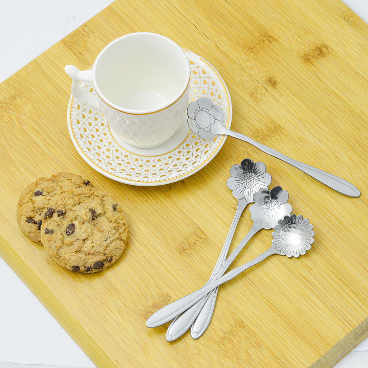 Colher Colherzinha Café Chá Formato Flor Inox Prata 4 Peças - Carrefour