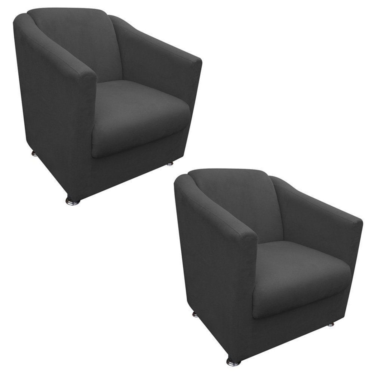 Kit 02 Poltronas Decorativa Bia Suede Grafite - Carrefour