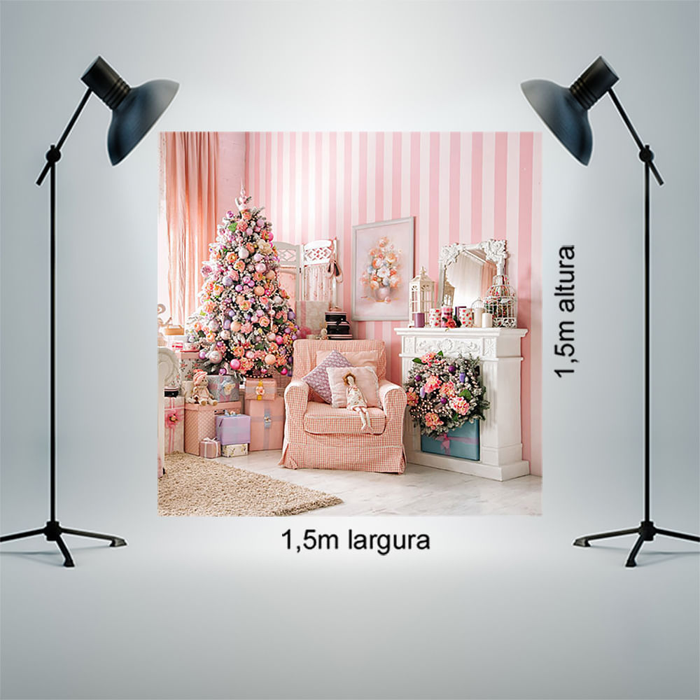 Fundo fotográfico Backdrop sala rosa natal 1.5x1.5mp1724 - Carrefour