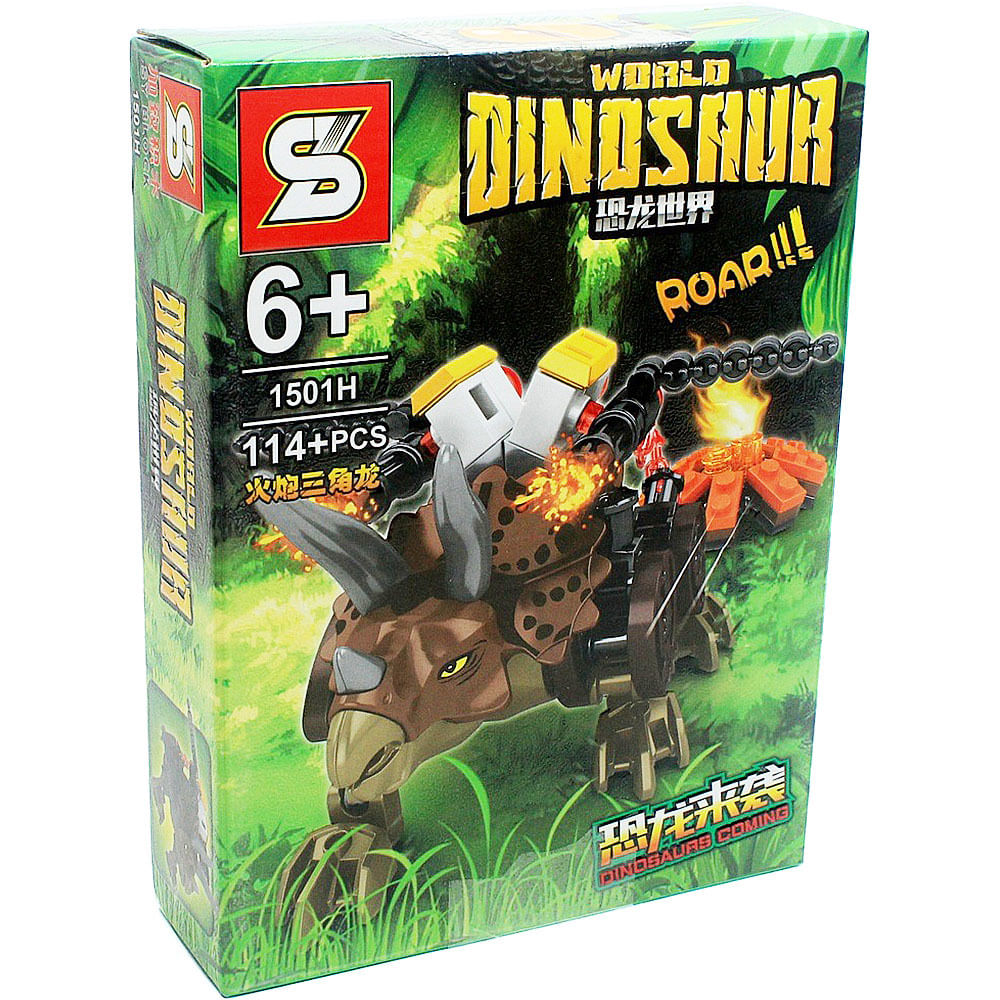 Bloco De Montar Dinossauro Triceratops Sy1501 World Dinosaur - Carrefour