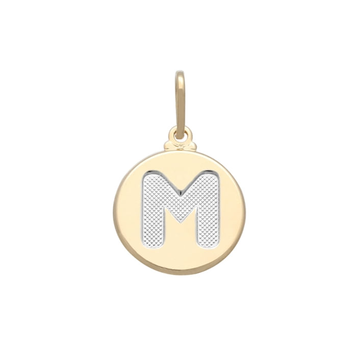 Pingente letra M reticulada com ródio - Carrefour