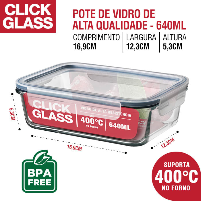 Kit Premium Click Glass Com 6 Potes De Vidro 100% Herméticos - Carrefour