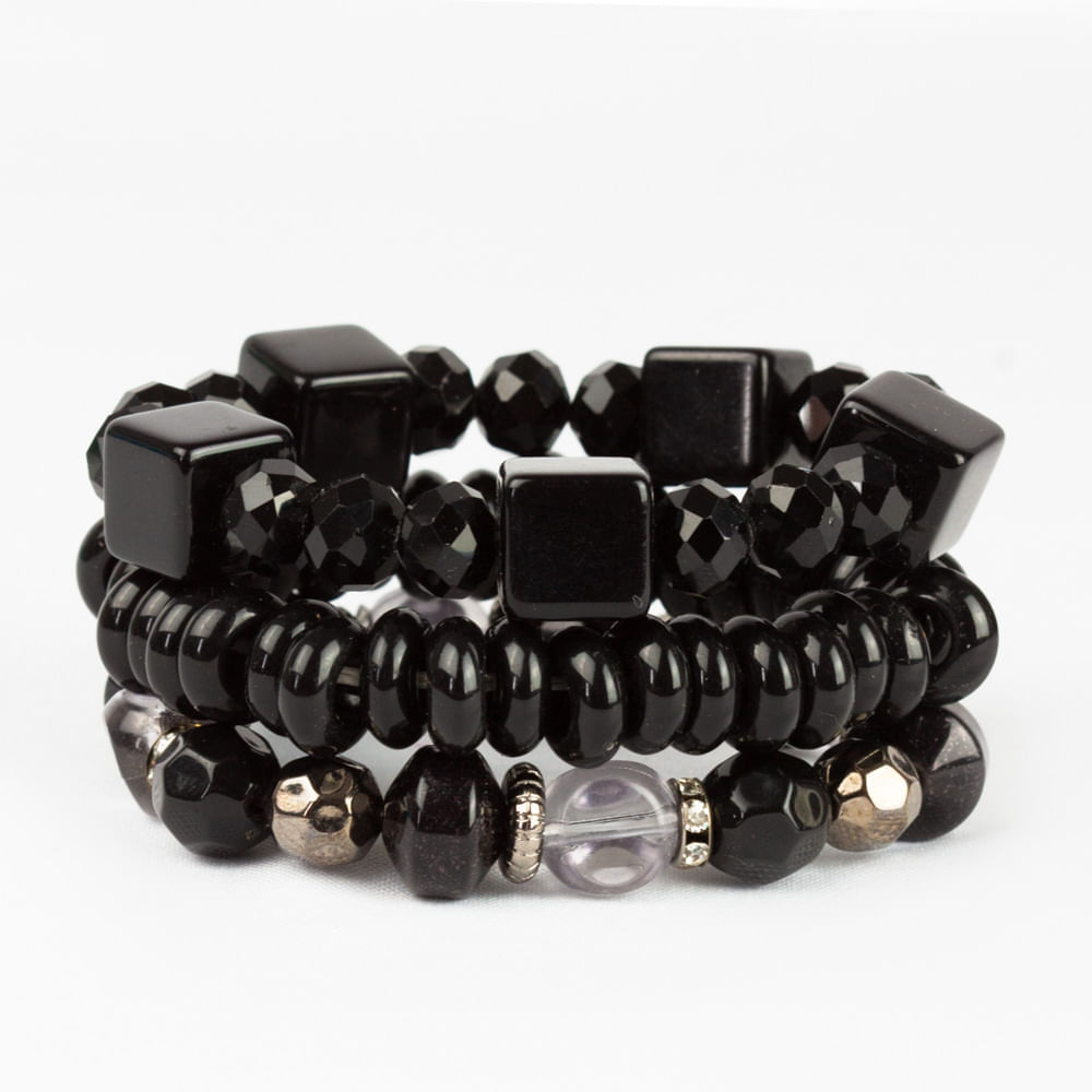 Kit Com 4 Pulseiras Preta - Carrefour
