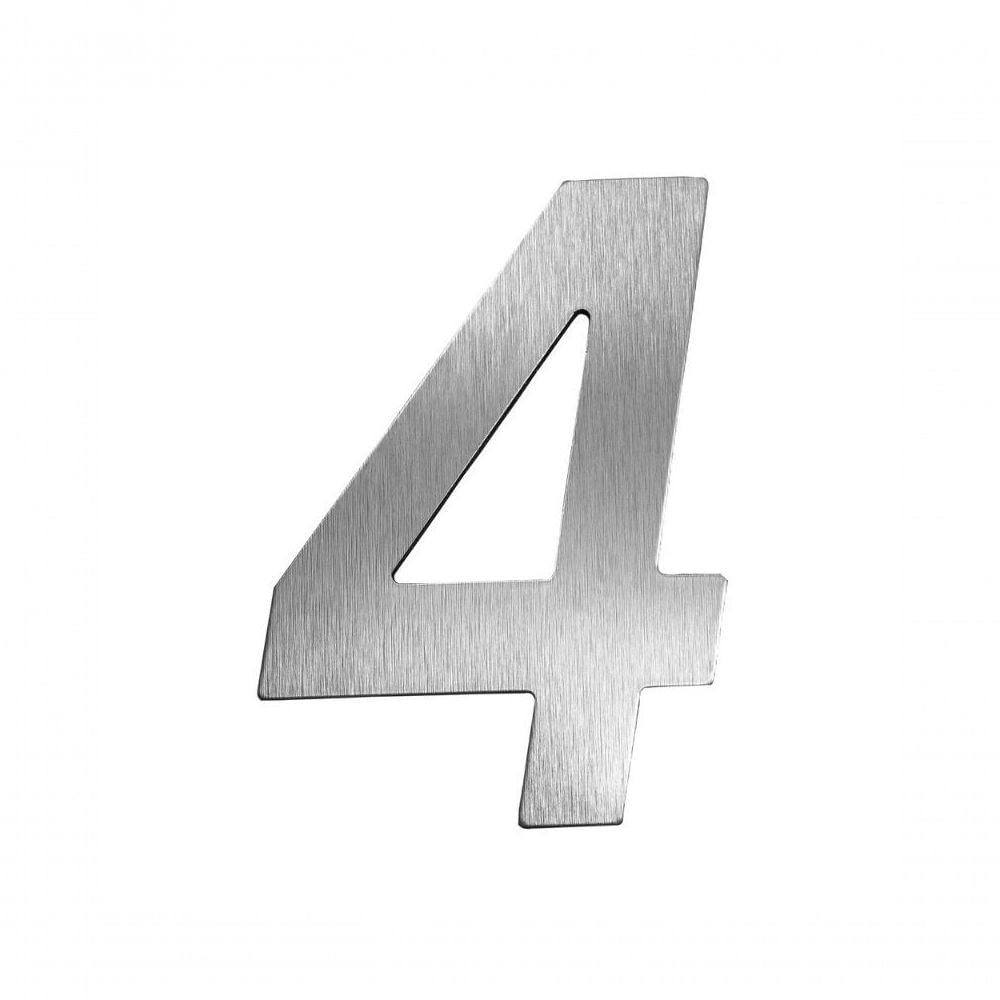 Número Residencial Prata Aluminio 13cm Autocolante Numeral 4 - Carrefour
