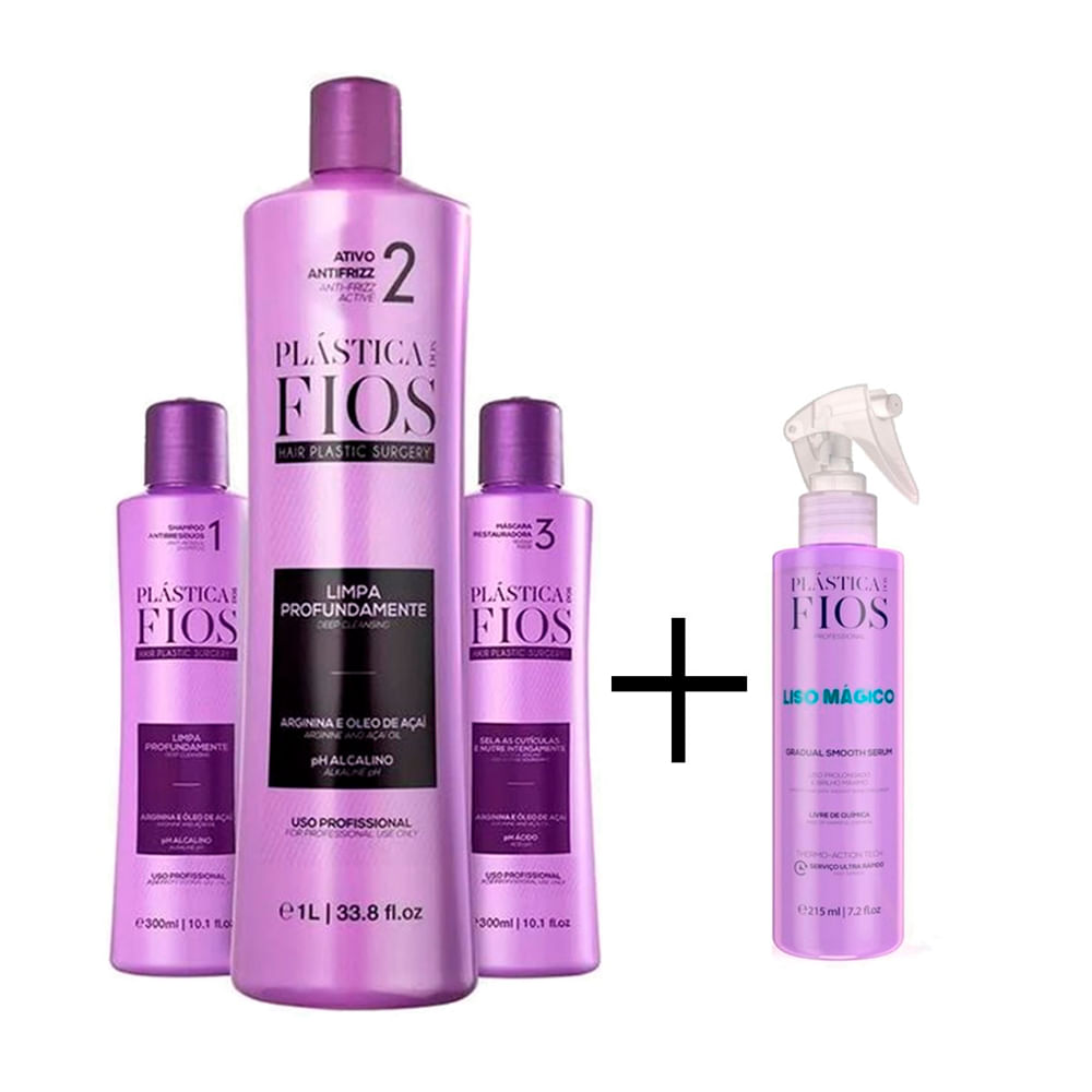 Kit Plastica Dos Fios 1l + 2x300ml + Liso Magico - 4 Itens - Carrefour