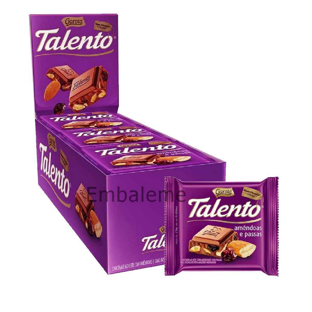 Chocolate Talento Amêndoas E Passas 25g - Cx 15un. - Carrefour