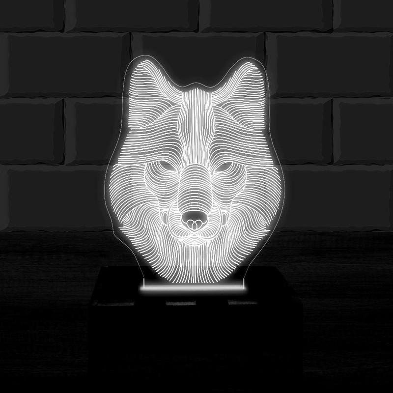 Luminária Led 3d Lobo Abajur 2 - Branco - Carrefour