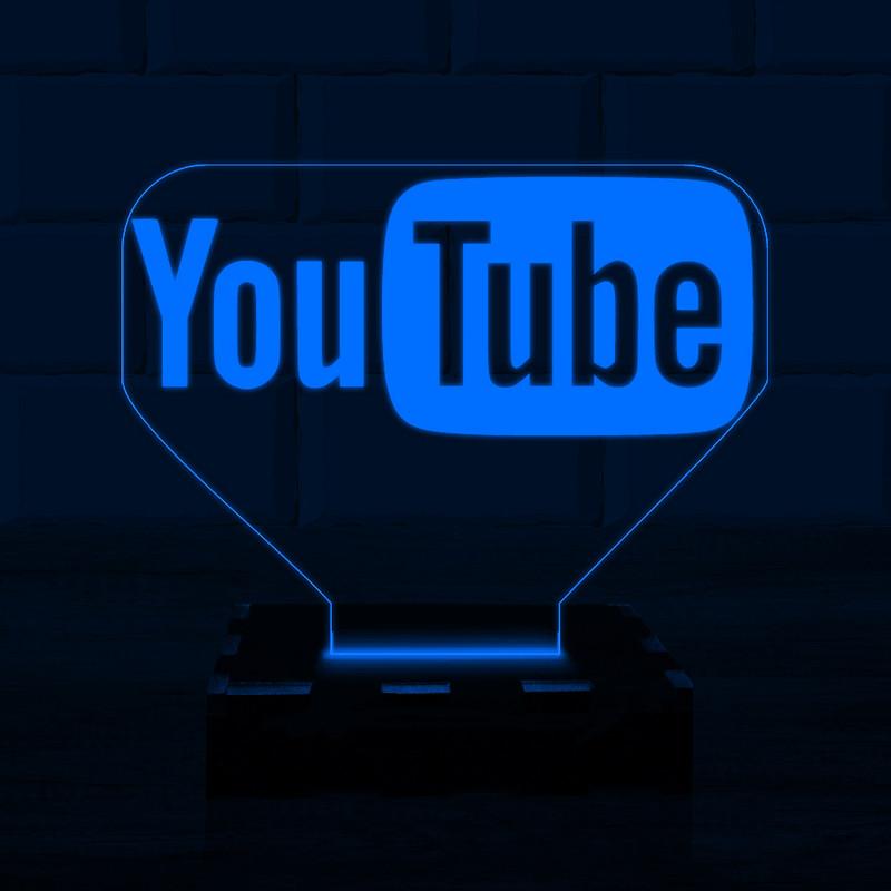 Luminária Led 3d Youtube Youtuber Abajur - Azul - Carrefour