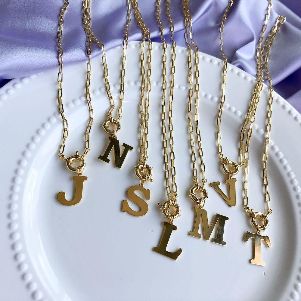 Colar De Letras Folheado Em Ouro 18k Tipo:letra-e - Carrefour