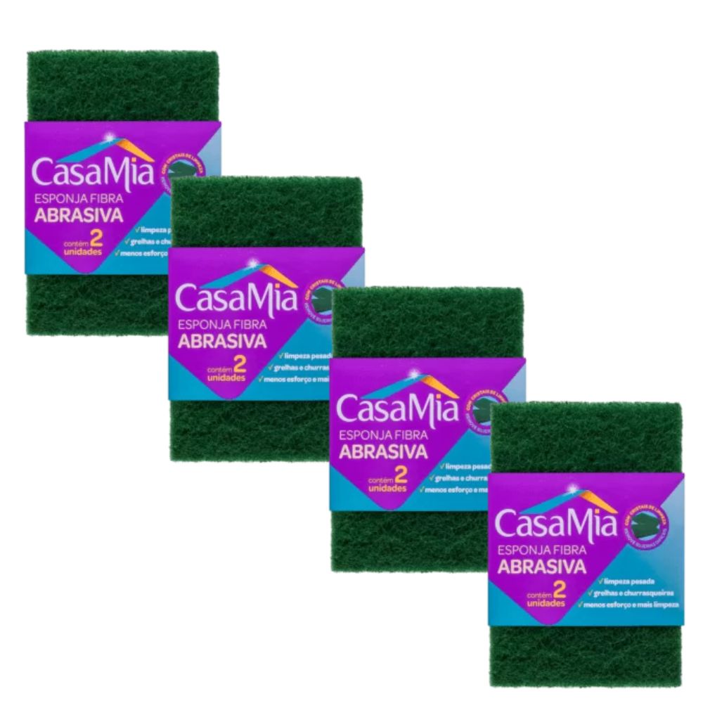 Kit Com 8 Esponjas De Fibra Abrasiva Limpeza Pesada Casamia - Carrefour