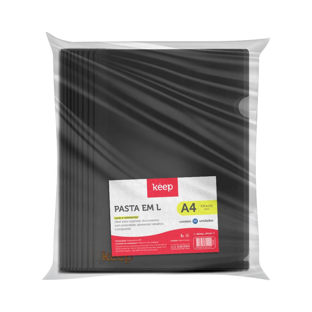 Pasta Plástica Em L A4 Fumê Com 10 Unidades Keep - Ei050 - Carrefour