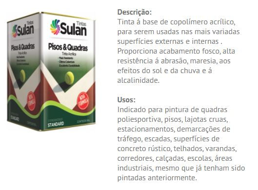 Tinta Pisos E Quadras Sulan Piso - 18lt - Carrefour