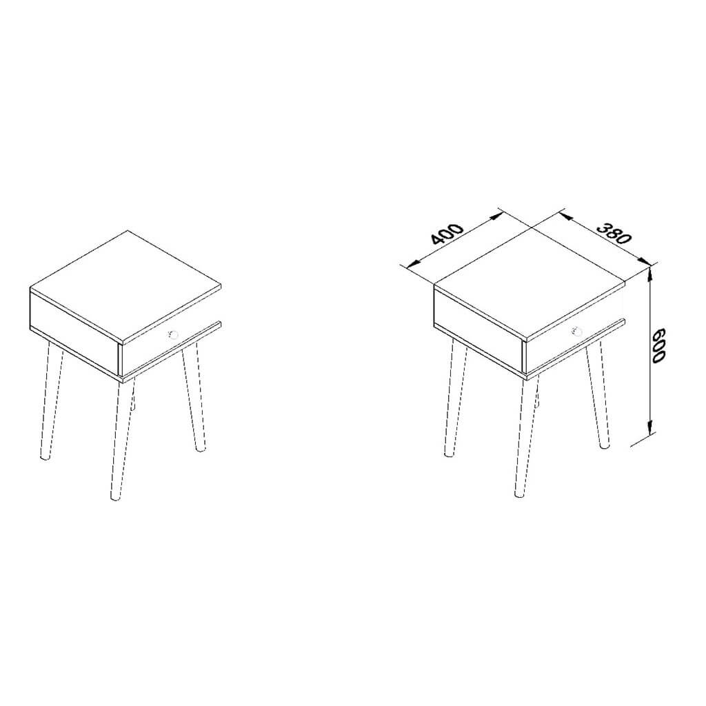 Mesa Lateral MovelBento RT3072 1 Gaveta e Pés Retrô Branco - Carrefour
